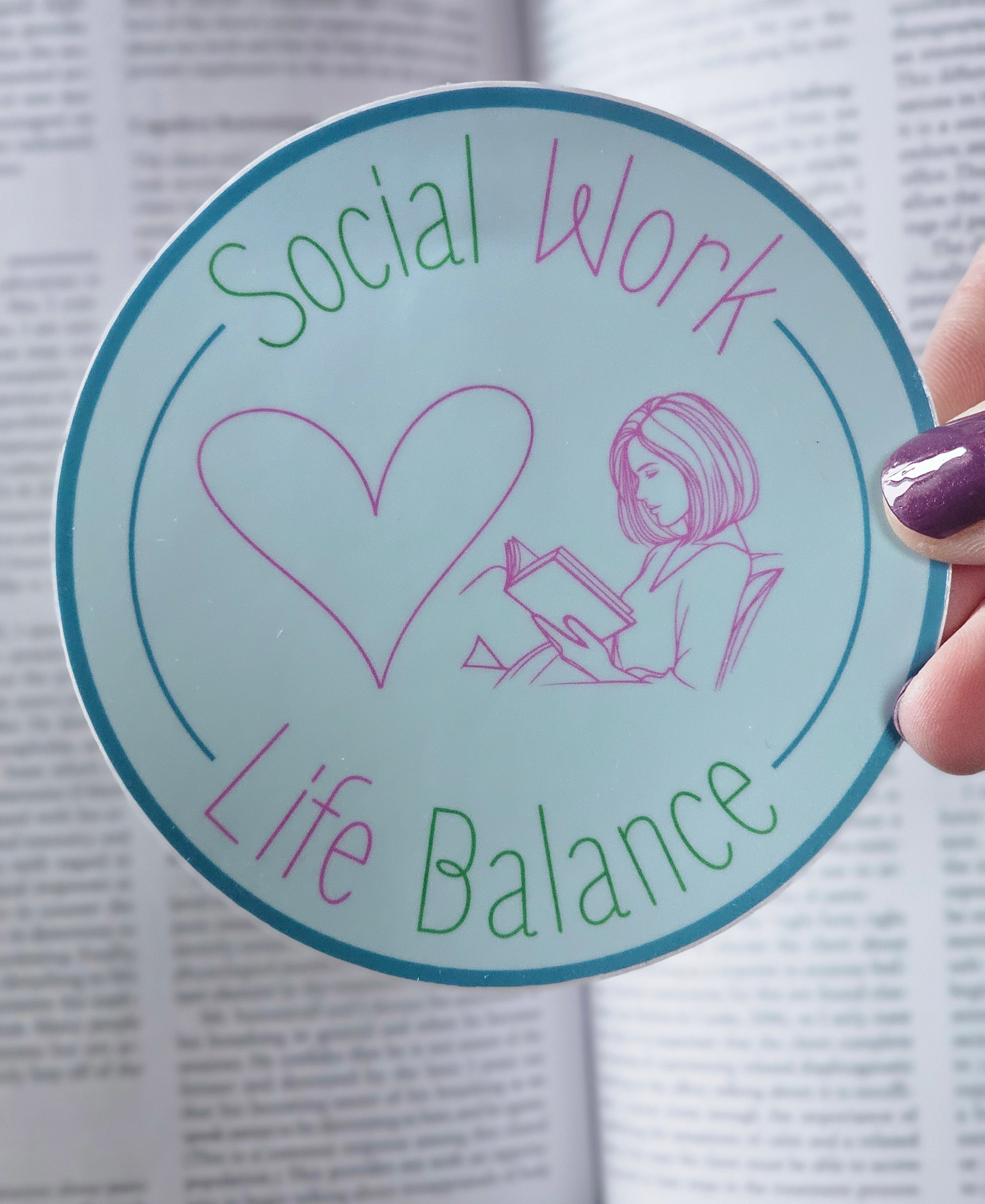 Social Work Life Balance Book Lover Sticker for Social Worker, Self ...